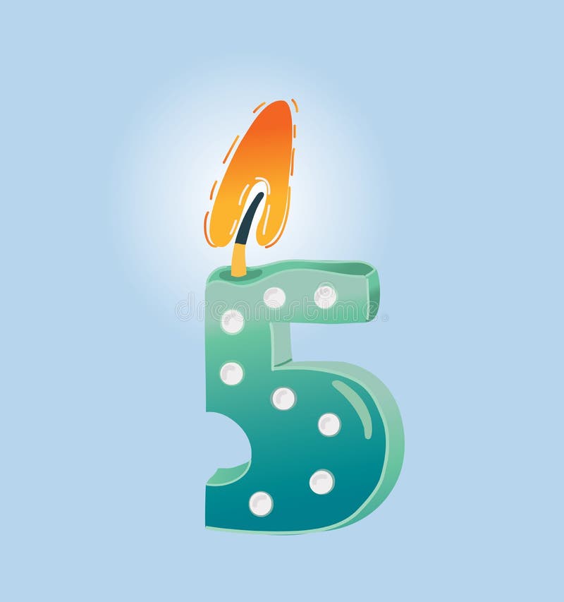 Five birthday candle stock illustration. Illustration of year - 163271426