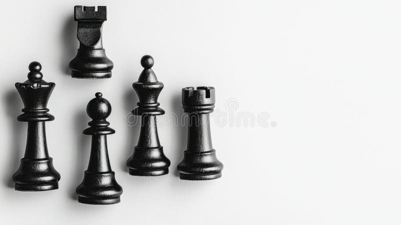 Unique Arrangement of Black and White Chess Pieces on a Clean White ...