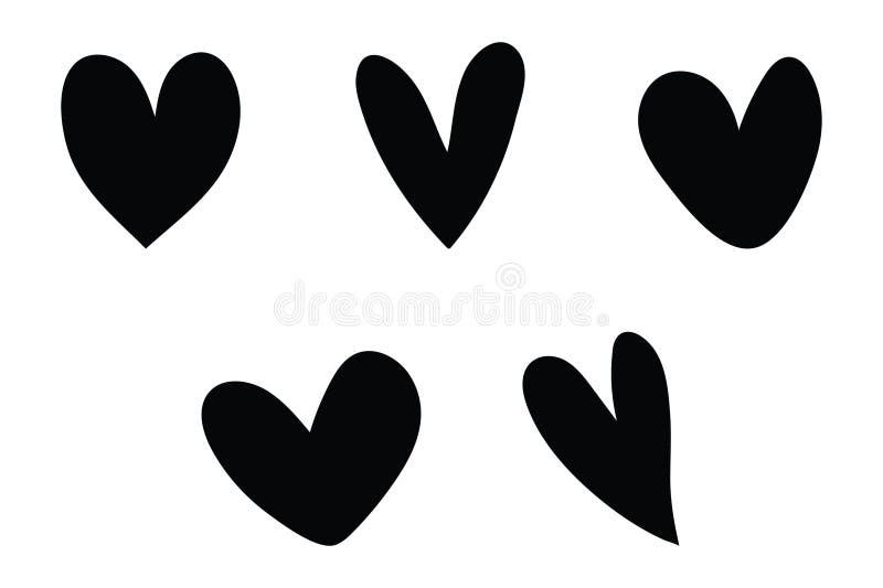 Hand Drawn Heart Set Valentines Doodle Hearts Valentine S Day Vector ...