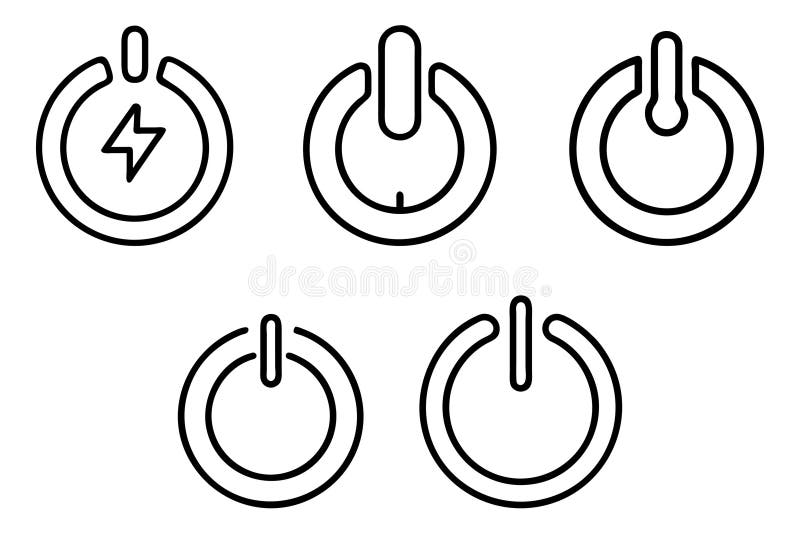 Power Button Icon Set, Outline Style Switch Symbols Stock Illustration ...