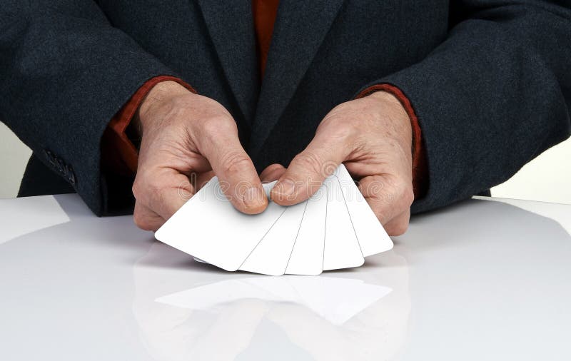 Five Blank Playing Cards Poker in Hand Stock Photo - Image of poker ...