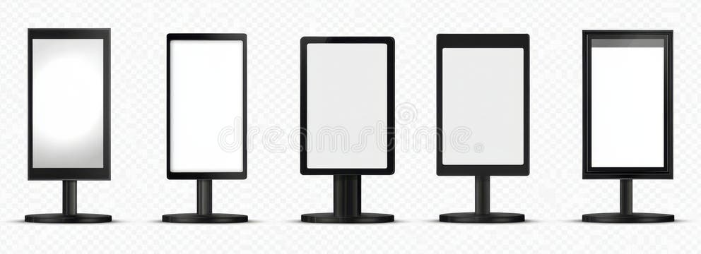 Five Blank Rectangular Digital Displays on Stands Stock Illustration ...
