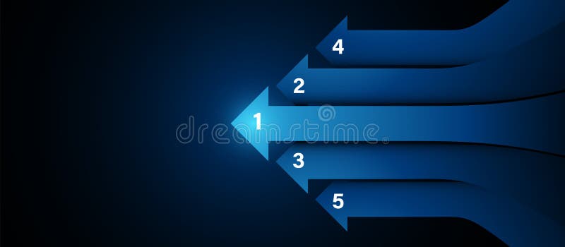 Five Blue Arrows Infographic Diagram with Numbered Steps on Dark ...