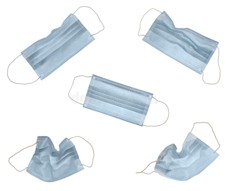 Five Blue Covid Masks Isolated on White Stock Image - Image of doctor ...