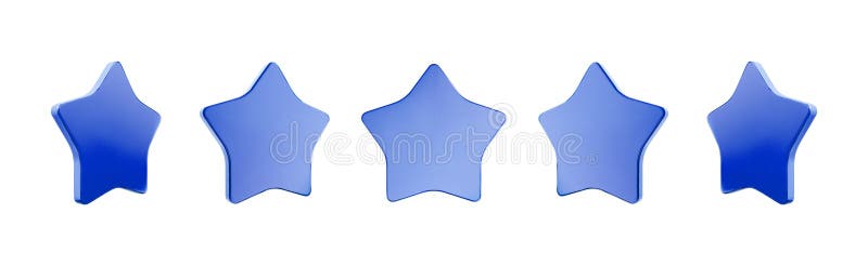 Five Blue Star Rating Icons on White Background for Review ...