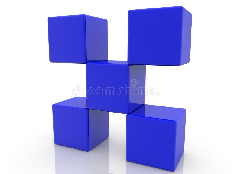 Five Blue Toy Blocks on a White Stock Illustration - Illustration of ...