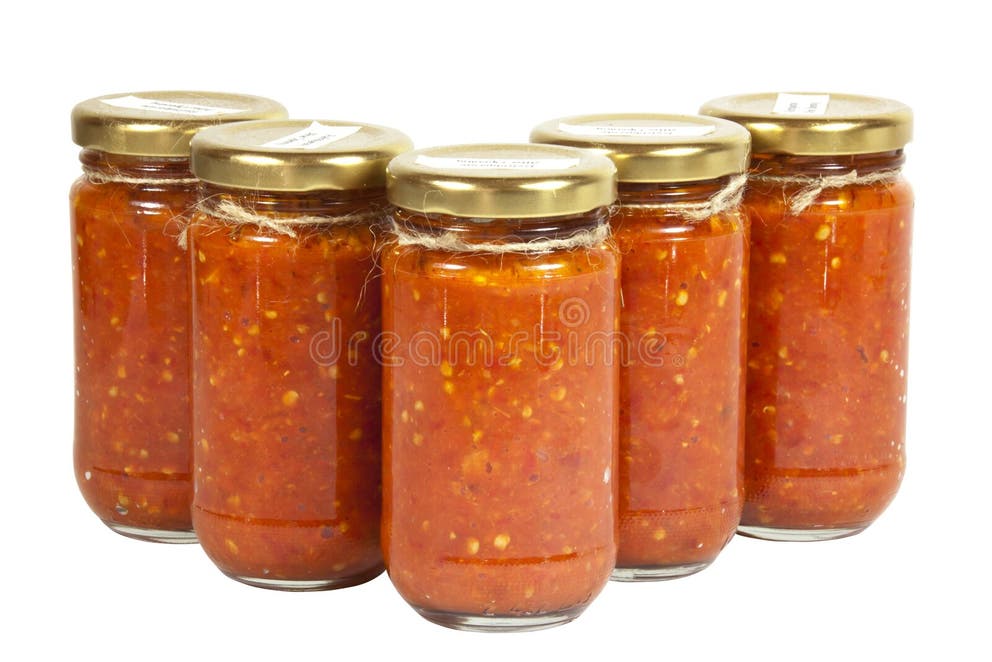 Five Bottles of Chilli Preserve Known As Mazavaroo Stock Photo - Image ...