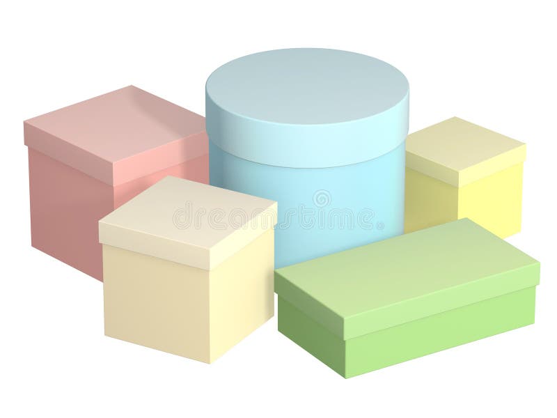 Five Boxes with Gifts, Fastened by Tapes Stock Illustration ...