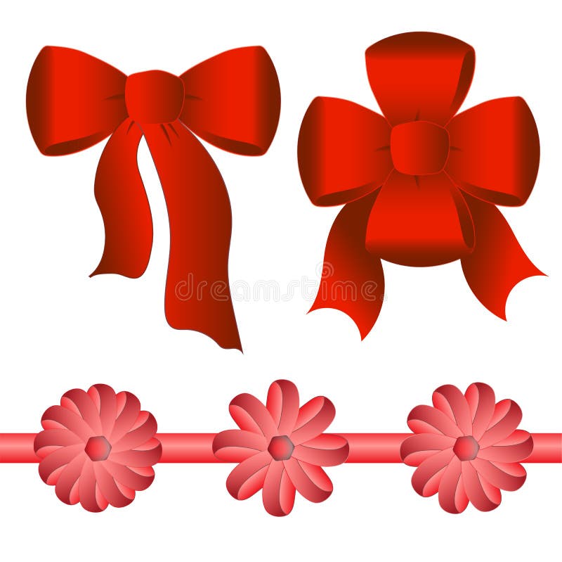 Five Bright Red Bows of Different Shapes Stock Vector - Illustration of ...