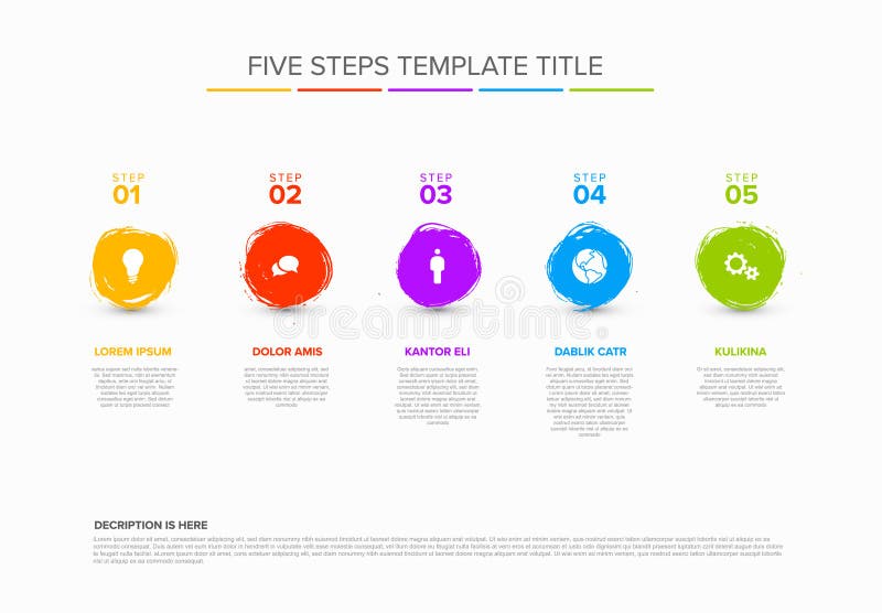 Five Brush Circle Steps Timeline Process Infographic Template Stock ...