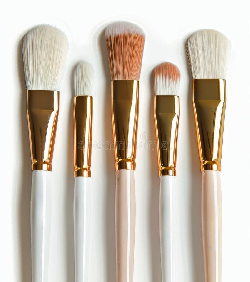 Five Brushes Aligned on White Background Stock Image - Image of tidy ...