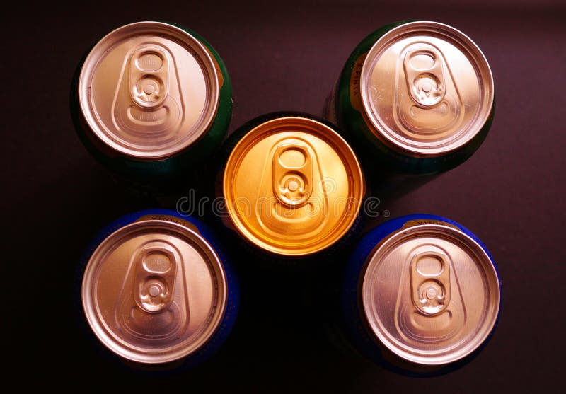 Five Cans of Beer on Black Background Stock Image - Image of cold ...