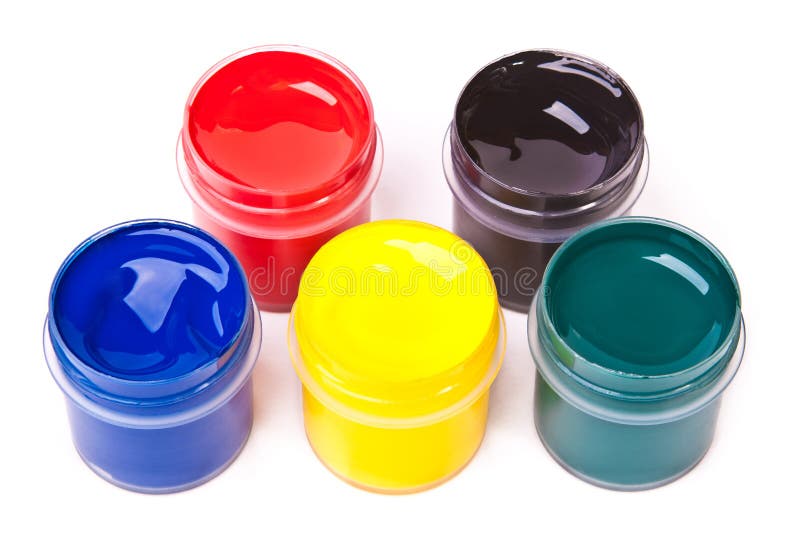 Five Cans with Bright Acrylic Paints Stock Image - Image of painting ...