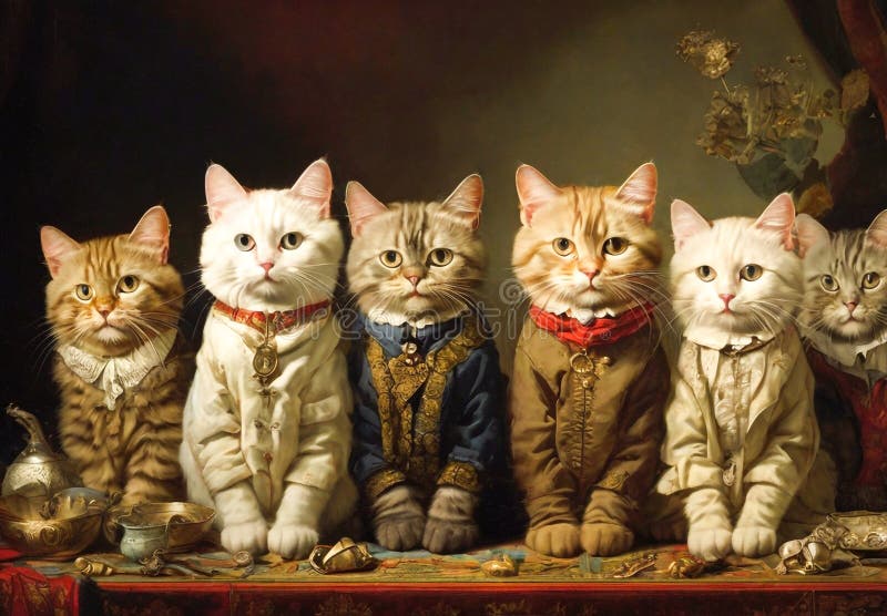 Five cats in a row stock illustration. Illustration of wildcat - 393271662