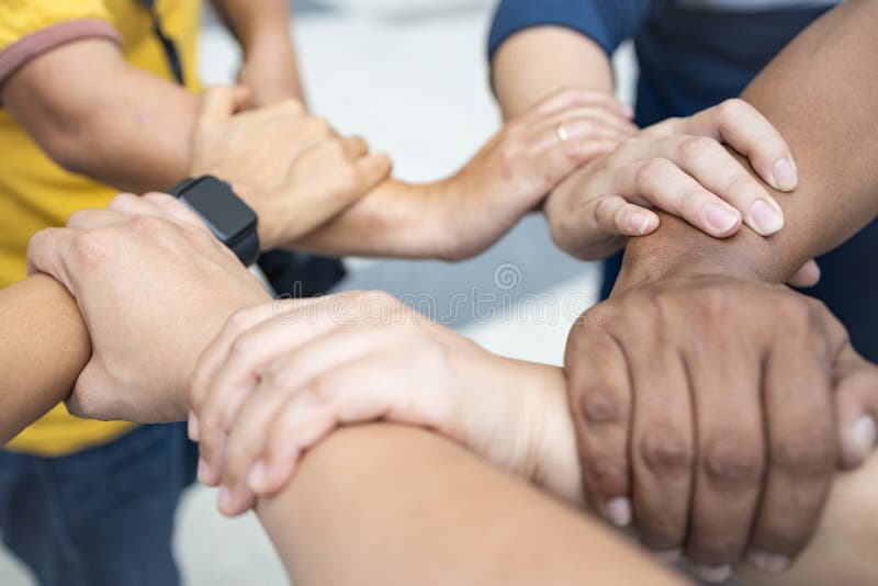 Five Chain Hands, Unity of Collaboration and Teamwork Stock Image ...