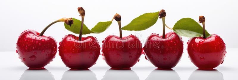 Five Cherries on a White Background Stock Illustration - Illustration ...