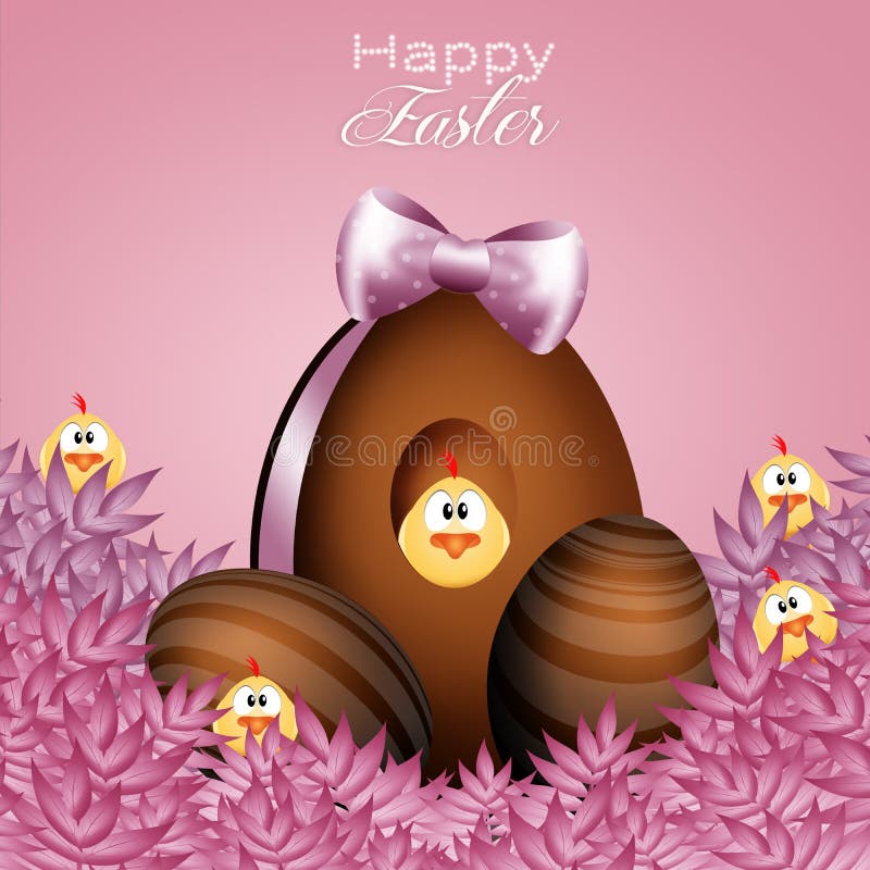 Five Chicks in Chocolate Egg Stock Illustration - Illustration of ...