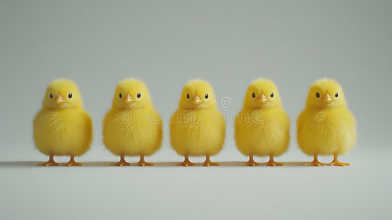 Five Chicks in a Row: a Charming and Heartwarming Image of Five Fluffy ...