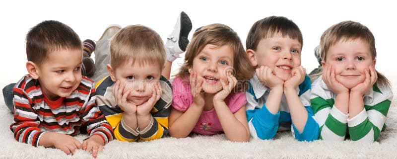 Five children playing toys stock photo. Image of emotion - 18396664