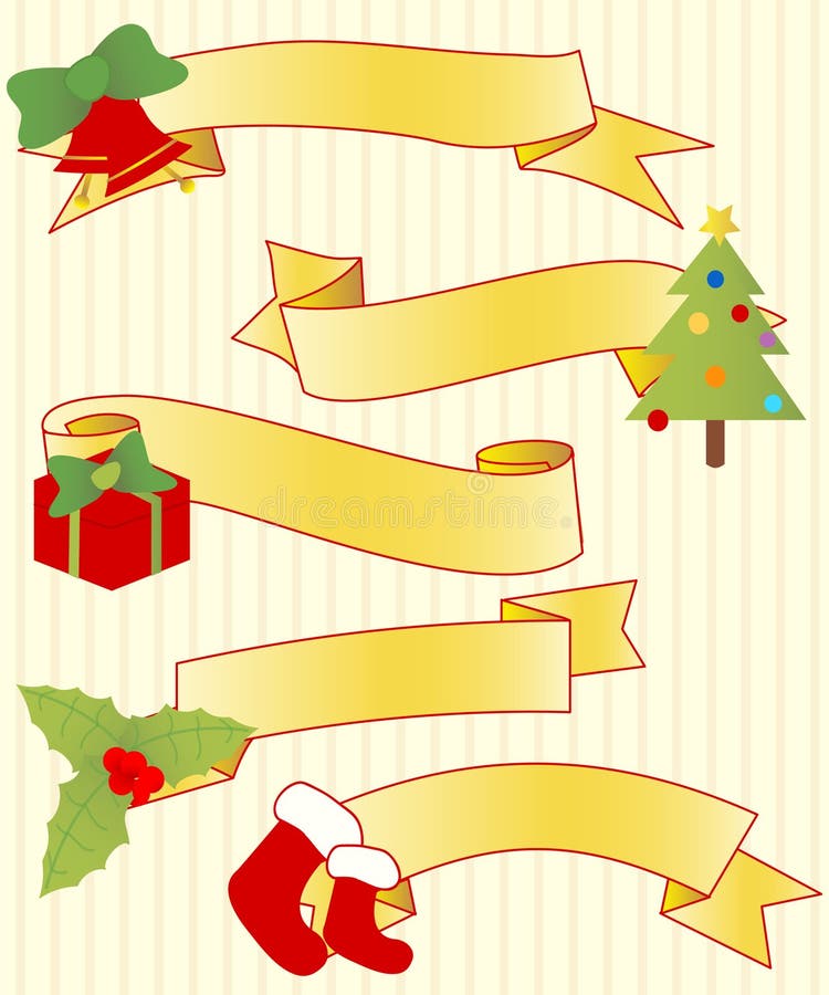 Five Christmas Ribbons stock vector. Illustration of gold - 46447647