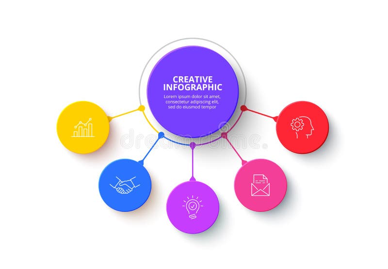 Five Circles Infographic Elements. Business Template for Presentation ...