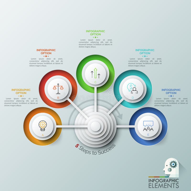 Infographic Design Template 5 Connected Circular Elements Stock ...
