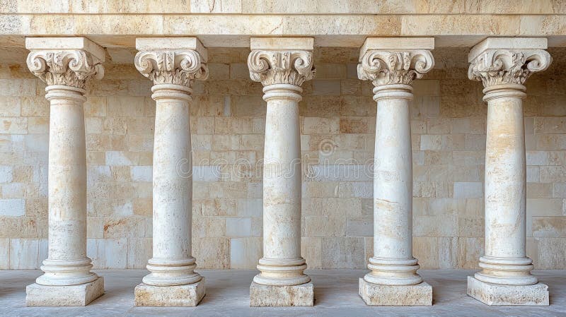 Ancient Columns in a Stone Arcade Stock Illustration - Illustration of ...