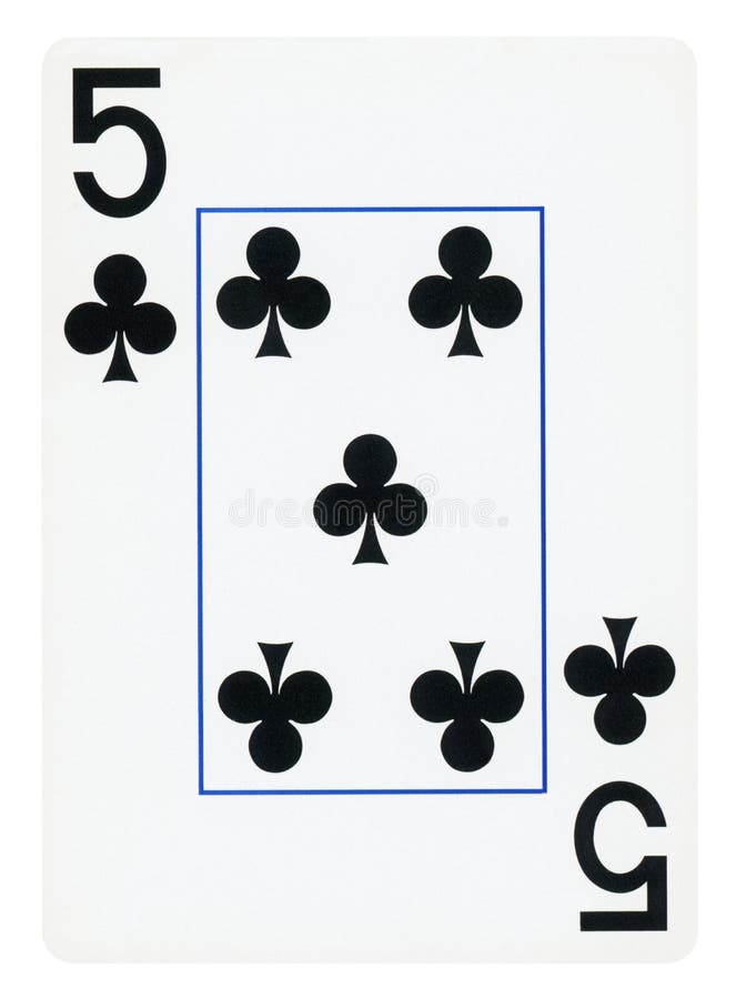 Five of Clubs Playing Card - Isolated on White Stock Illustration ...