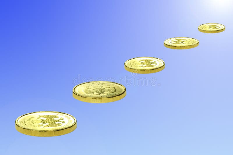Five Coins from Yellow Metal Stock Image - Image of achievement, making ...
