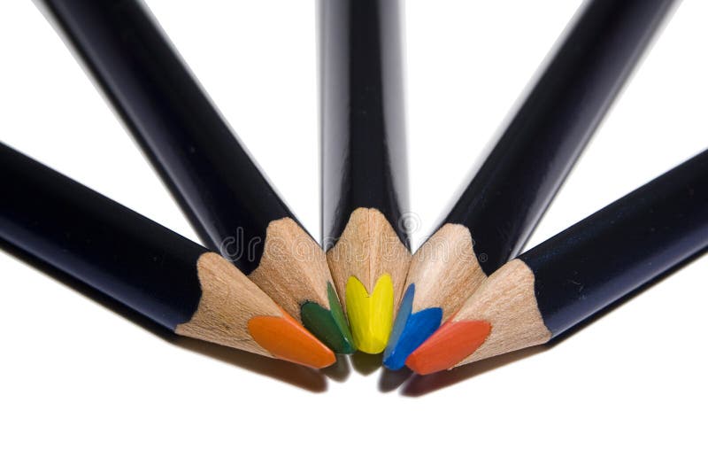 Five color pensil stock photo. Image of draw, office, yellow - 7688998