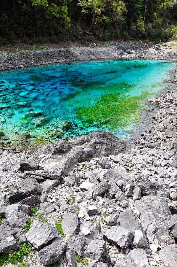 Five Color Pond at Jiuzhaigou, Sichuan, China. Stock Photo - Image of ...