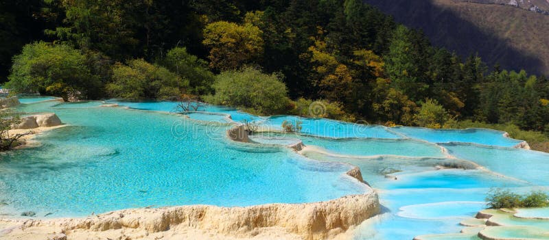 Limestone Pools in Huanglong Stock Photo - Image of blue, park: 4230372