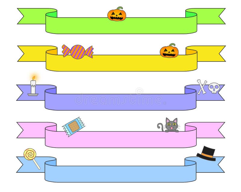 Five Color Ribbons for Halloween Stock Illustration - Illustration of ...