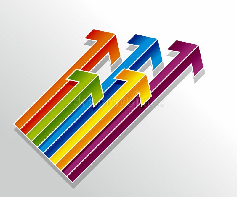 Five colored arrows stock illustration. Illustration of green - 163275763