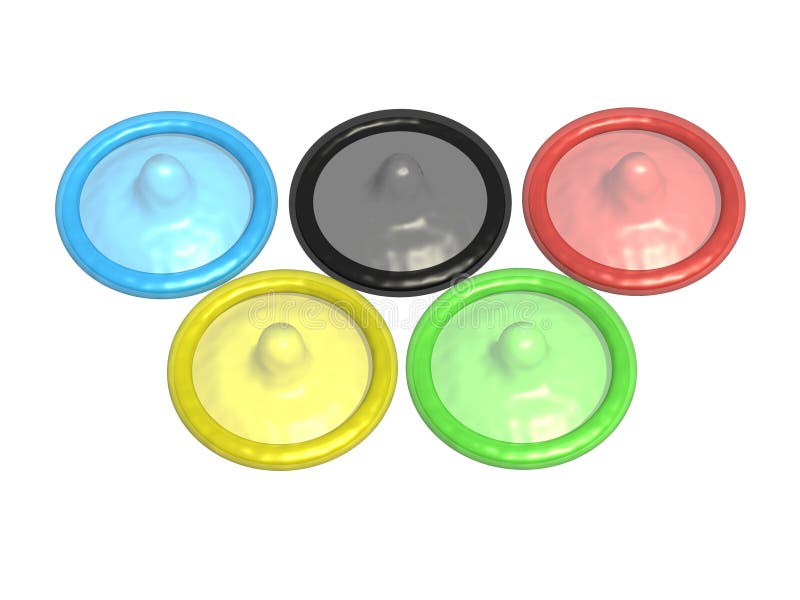 Five colored condoms stock illustration. Illustration of reflection ...