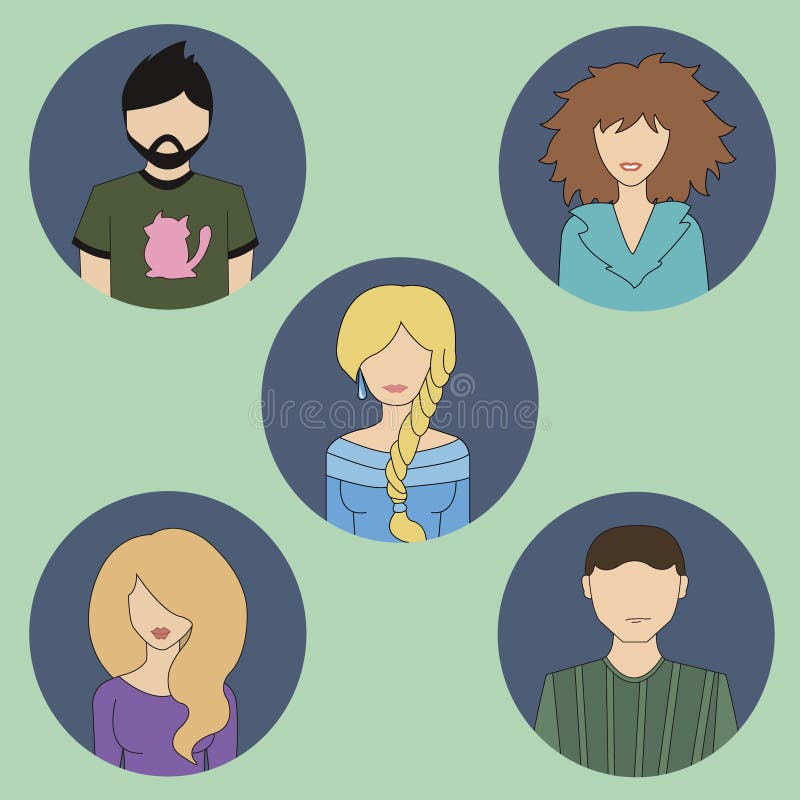 Five colored people icons stock vector. Illustration of colored - 43389321