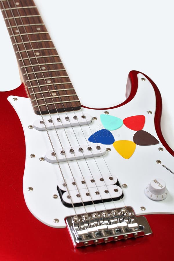 Five Colored Guitars Isolated on White Stock Image - Image of disco ...