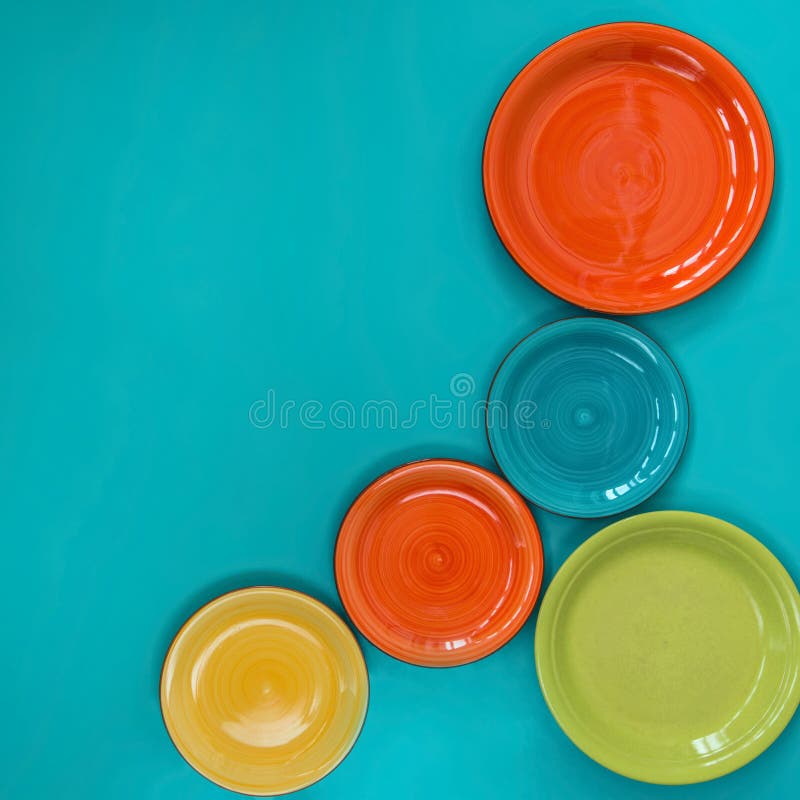 Five colored plates stock image. Image of objects, green - 76638257