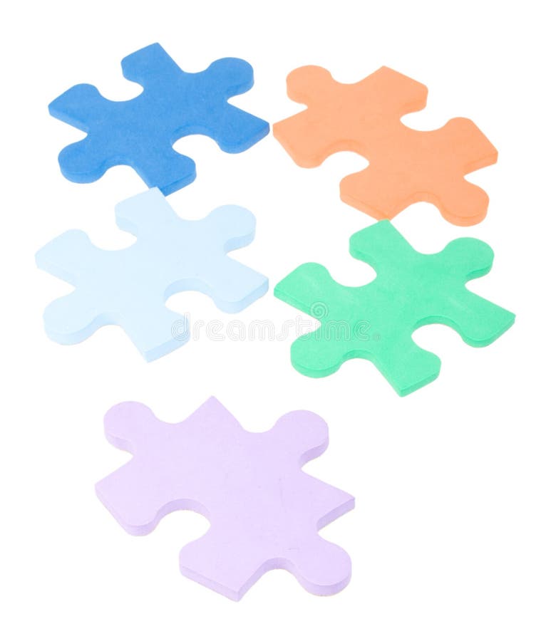 Five Colored Puzzle Blocks Picture. Image: 7715418