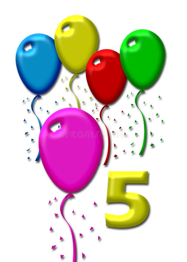 Five colorful balloons stock illustration. Illustration of party - 6618429