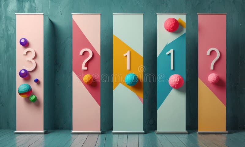 Five Colorful Balls are Placed on the Floor in a Row, with the Number 3 ...