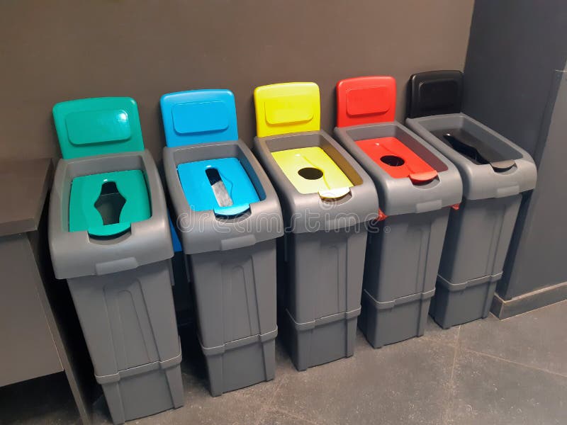 Five Multi-colored Containers for Collecting and Sorting Different ...