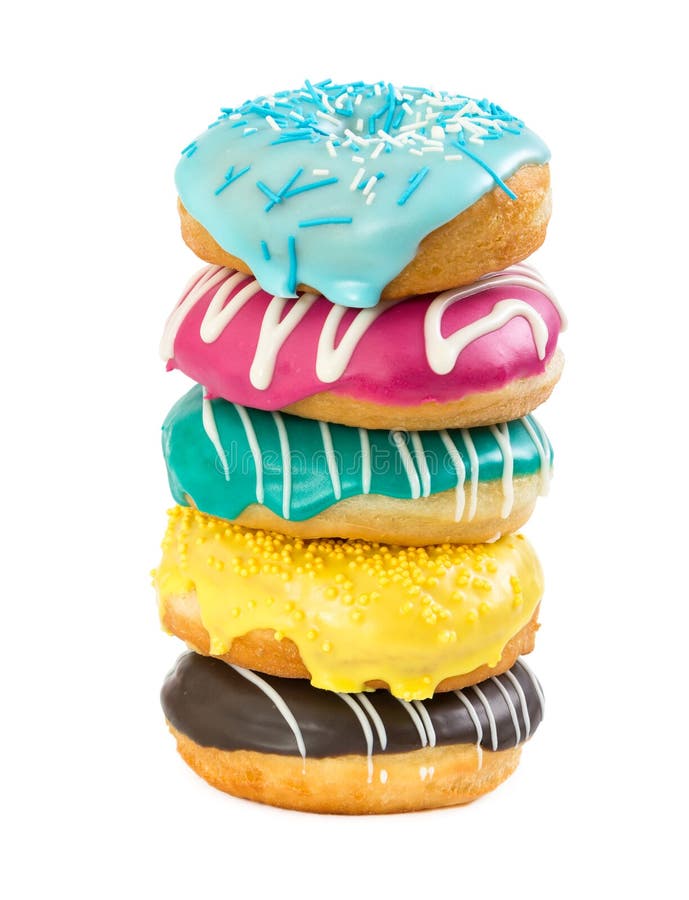 Five colorful donuts stock photo. Image of brown, hole - 86376576