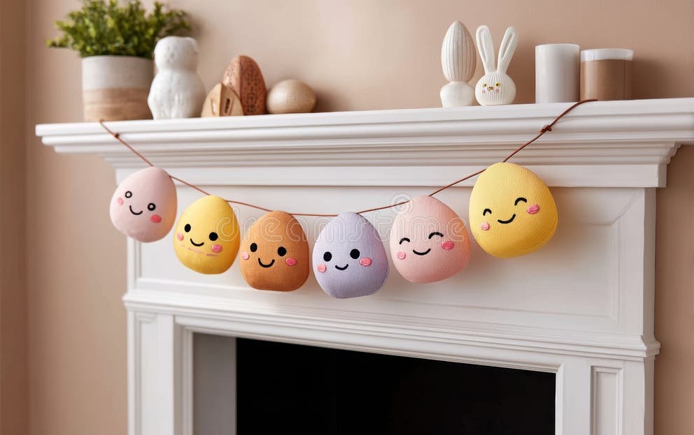 Five Colorful Eggs are Suspended from a String, Celebrating the Joy of ...