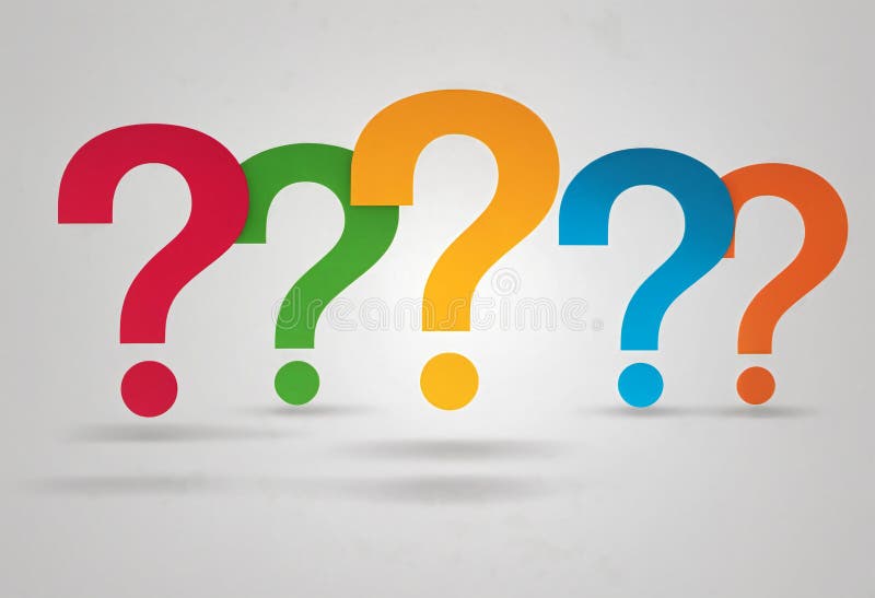 Five Colorful Question Marks on a White Background Stock Image - Image ...
