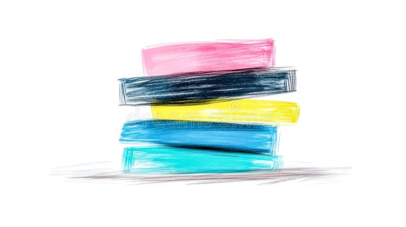 Crayon Drawn Stack of Colorful Rectangles Creating an Abstract ...
