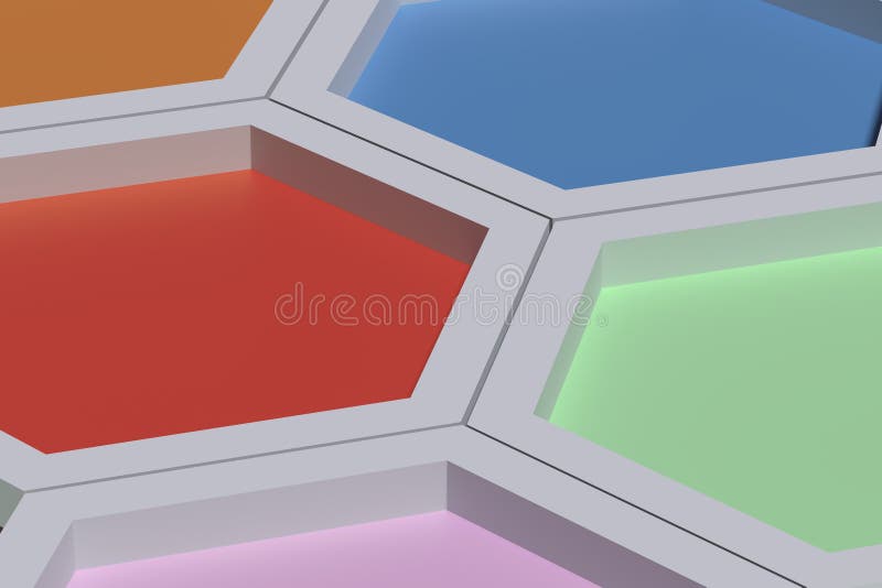 Five Colorful Three-dimensional Hexagons Stock Illustration ...