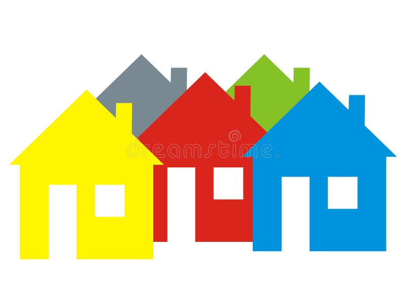 Five Colors Houses, Vector Icon Stock Vector - Illustration of flat ...