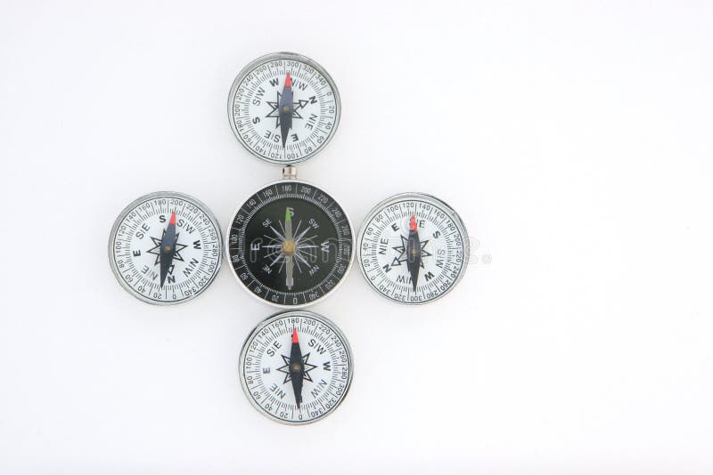Five compasses stock photo. Image of camping, magnify - 14913550