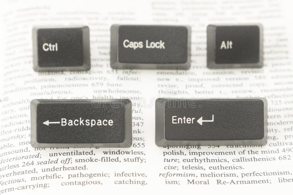 Five Computer Keys on a Book Page Stock Image - Image of digital ...